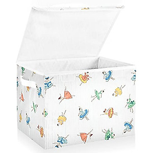 DOMIKING Ballerina Girl Toy Storage Trunk with Lid Collapsible Storage Box Organizer with Handles for Clothes Toy Gift Storage