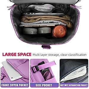 Gym Bag for Women - Sports duffel bag Travel Backpack Waterproof With Shoes Compartment Durable Weekender Overnight Bag(PURPLE)