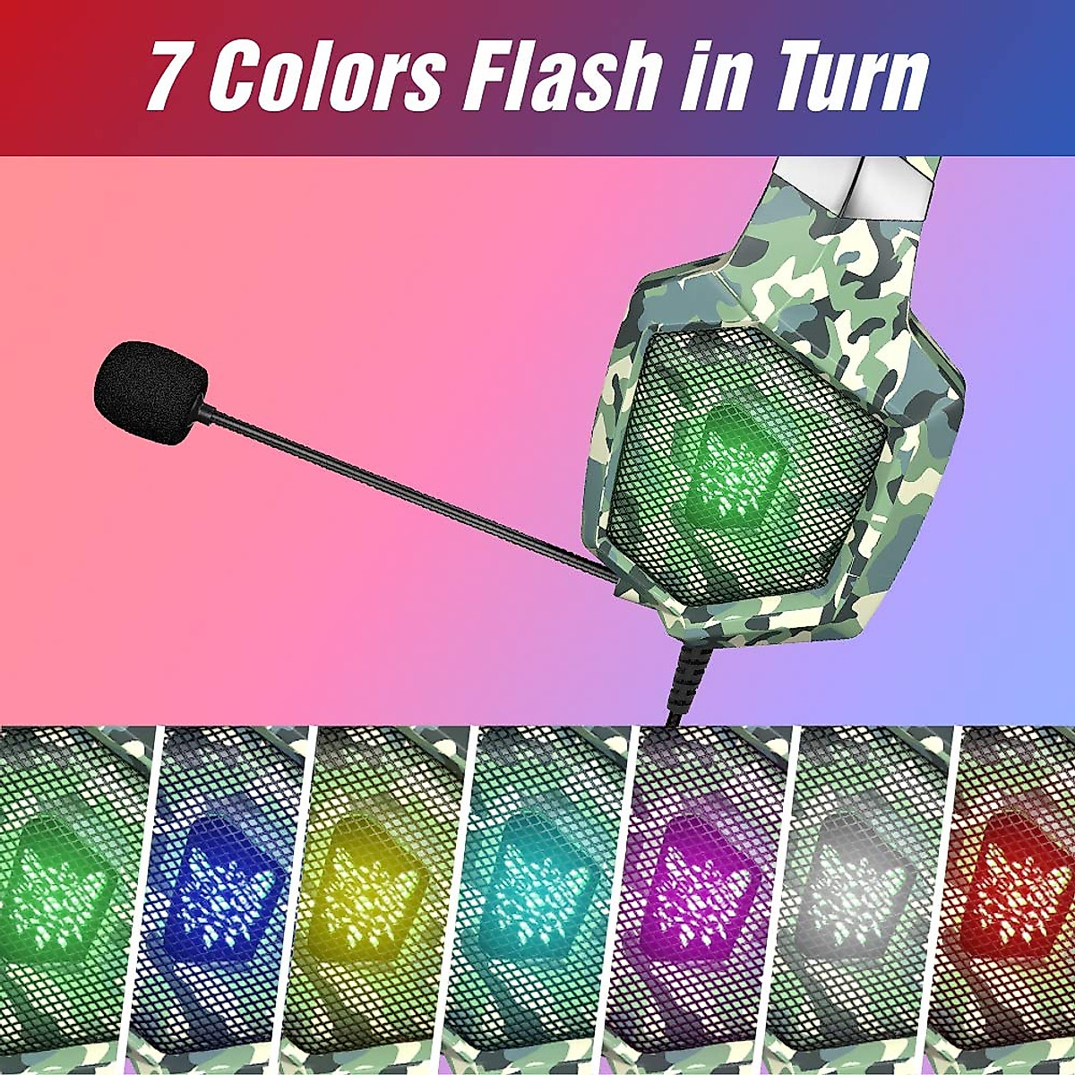 VersionTECH. Gaming Headset - Updated K8 Headset Gaming for PS4 New Xbox One, Stereo Over-Ear Headphones with Noise-canceling Microphone & LED Lights for PC Computer Mac Laptop Nintendo Switch Games