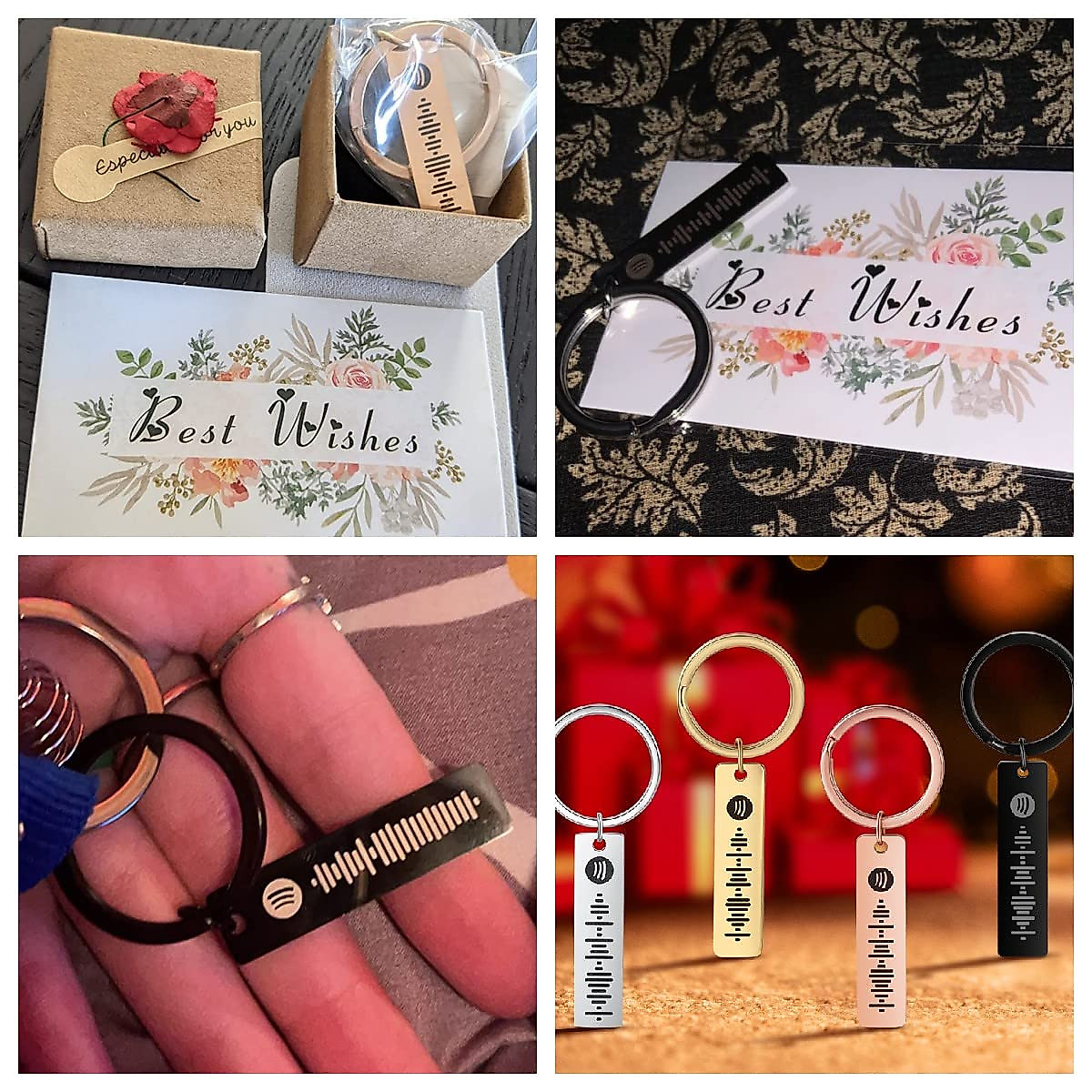 LanM Personalized Music Keychains Custom Scannable Spotify Code Song Keychain Gifts for Men/Women Christmas Ornaments