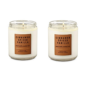 Bath and Body Works 2 Pack Cinnamon Spiced Vanilla Single Wick Candle. 7 Oz.