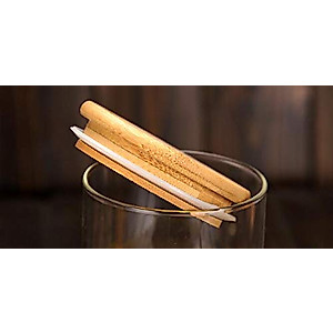 Glass Food Storage Jar Canister - Cylinder Airtight Kitchen Container with Natural Wood Lid for Tea Dry Fruit Nuts Candy Seasoning Spaghetti Coffee Bean Clear Sealing size 250ML/8.5oz