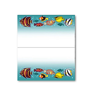 Stonehouse Collection | Tropical Fish Party Name Cards | Oceanside Table Tent Cards | Beach Name Cards | 25 Count (Tropical Fish)