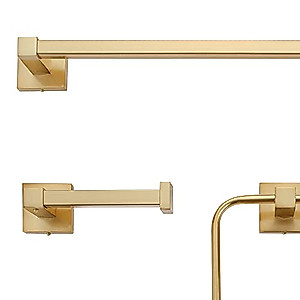 Globe Electric 65562 4-Piece Bath Hardware Accessory Kit, Matte Brass, Towel Bar, Towel Ring, Robe Hook, Toilet Paper Holder, Beauty Room Accessories, Home Improvement, Industrial Bathroom Décor