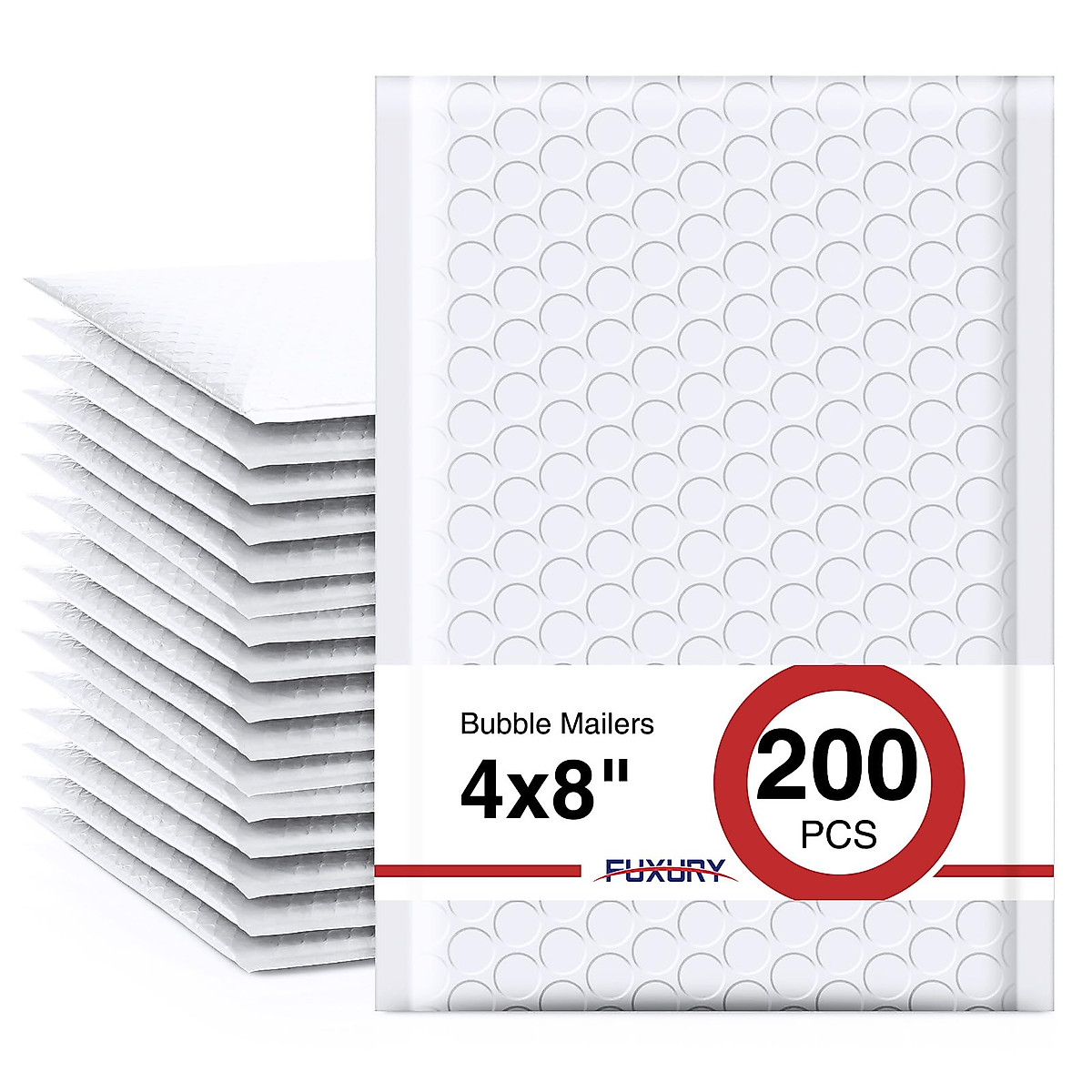 Fuxury Bubble Mailers 4x8 Inch White 200 Pack Padded Envelopes Usable Size 4x7" Thick Mailing Envelopes Bubble Opaque Padded Mailers Shipping Bags for Mailing Jewelry Makeup Small Business#000