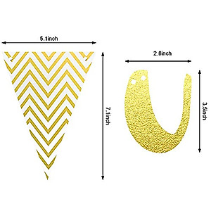 Gold Glitter Congratulations Banner Triangle Flag Banner with 12 Pieces Gold Hanging Swirls for Wedding Retirement Graduation Anniversary Party Decorations