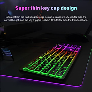 JYDBRT Keyboard Wired 104 Keys Silent Gaming Keyboard RGB Backlit for Laptop Pc Gamer Mechanical Keyboard