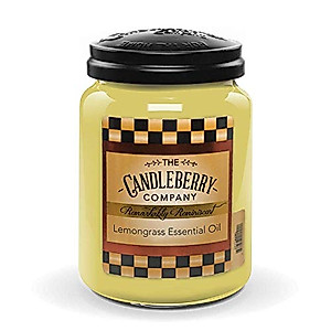 Candleberry Candles | Lemongrass Essential Oil Candle | Best Candles on The Market | Hand Poured in The USA | Highly Scented & Long Lasting | Large Jar 26 oz.