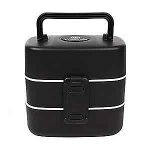 Wagindd Bento Box - Leak-Proof Stacking Lunch Boxes with 4 Compartments - BPA-Free, Dishwasher & Microwave Safe Toddler & Adult Lunchbox, Lunch Containers For Kids And Adults (Black Handle)