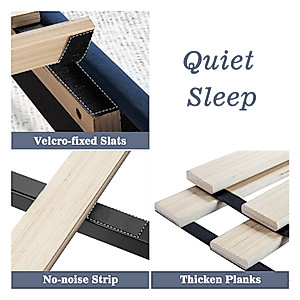 Allewie Queen Platform Bed Frame/Velvet Upholstered Bed Frame with Vertical Channel Tufted Headboard/Strong Wooden Slats/Mattress Foundation/Box Spring Optional/Easy Assembly/Navy Blue