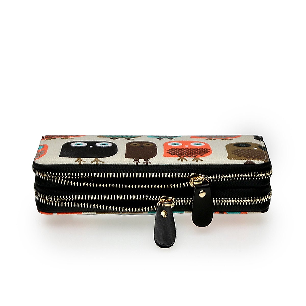 LATH.PIN Women Zipper Wallet Owl Wallet Purse Canvas Phone Card Holder with Coin Pocket and Strap