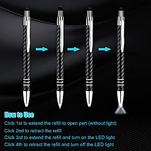 Glovion Lighted Tip Pen with Stylus 3-in-1 - LED Penlight Light Up Pen Light Ballpoint Pen with Light for Writing in The Dark - Pack of 3 - White Light - GL006