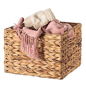 Natural Decorative Woven Water Hyacinth Storage Basket for The Playroom, Bedroom, and Living Room