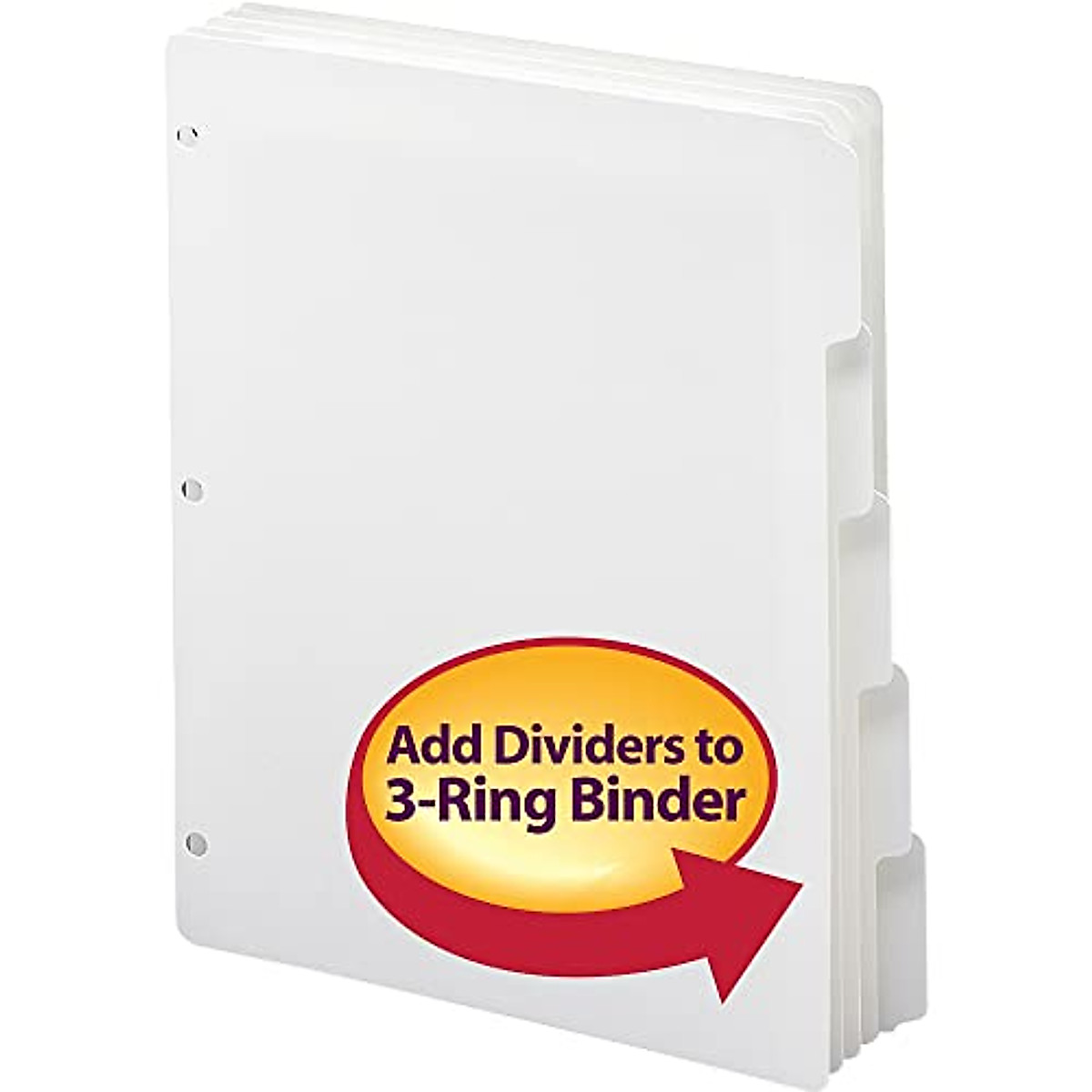 Smead® 3-Ring Binder Index Dividers, 5-Tab, 11" x 8 1/2", White, Pack of 20 Sets