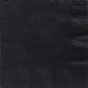 Amscan Jet Black 8" x 8", Big Party Pack Dinner Napkins, 40 Ct