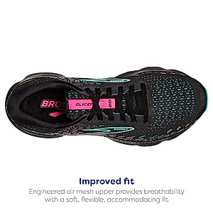 Brooks Women's Glycerin 20 Neutral Running Shoe - Black/Blue Light/Pink - 7.5 Medium