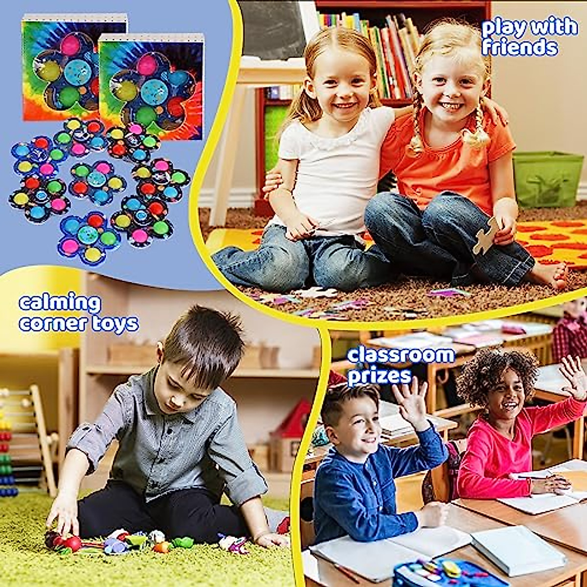 SCIONE 24 PCS Space Theme LED Light Up Fidget Spinner Toys, Party Favors for Kids 4-8 8-12, Birthday Valentines Day Gifts Goodie Bag Treasure Box Toys for Classroom, Glow in The Dark Sensory Toys