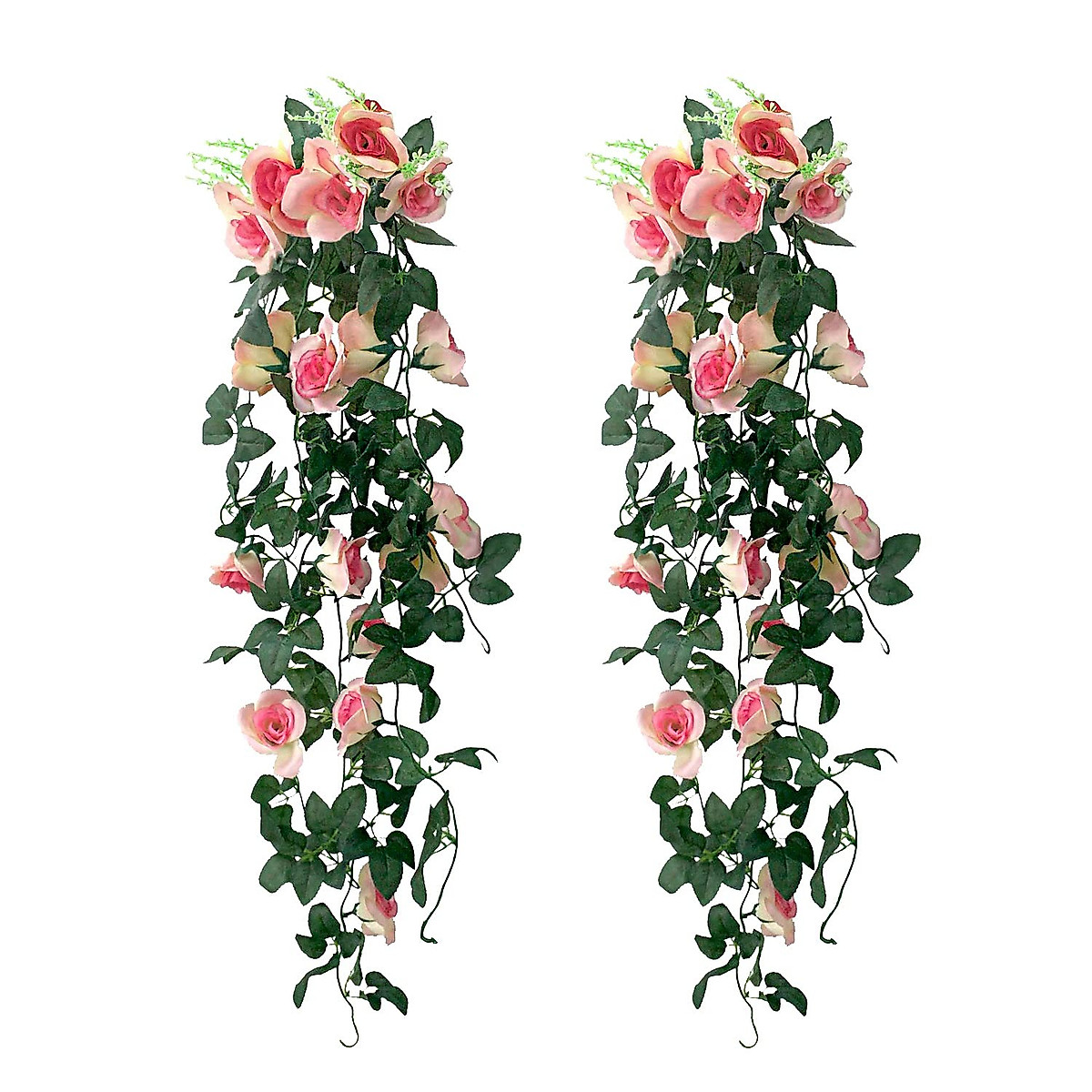 Zhiweikm 2 Pack Artificial Rose Vines Hanging Flowers 3 Ft Garland Plants Home Arrangement Decoration Greenery Christmas Flower Decoration for Room Garden Wedding Indoor or Outdoor (Pink)