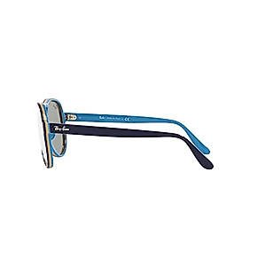 Ray-Ban Men's Rb4355 Vagabond Evolve Polarized Aviator Sunglasses, Blue Creamy Light Blue/Photochromic Grey Mirrored Grey, 58 mm