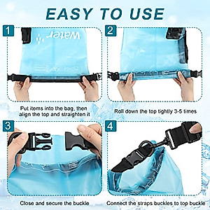 Lewtemi 3 Pieces Waterproof Dry Bag 5L Roll Top Transparent Dry Storage Bag Backpack Lightweight Dry Pack for Men Women Travel Swimming Boating Kayaking Camping Beach Fishing Surfing