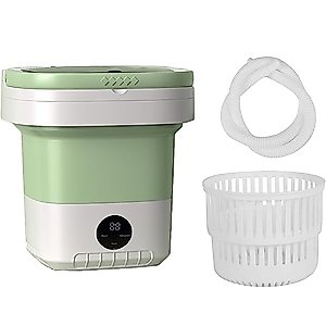 Portable Washing Machine,Foldable Touch Screen Mini Washing Machine,Small Washing Machine for Underwear,Baby Clothes or Small Items,Suitable for Apartments,Dormitories,Camping,(7.5 Liters),Green