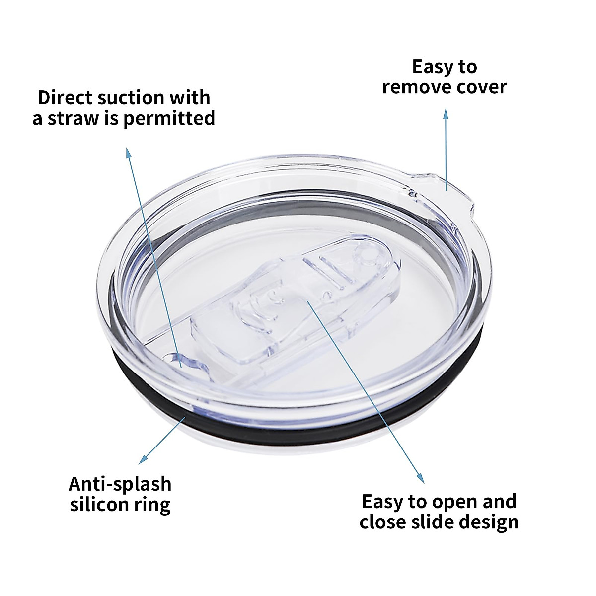 30oz Tumbler Cups Replacement Lids Compatible with YETI Rambler and More, Spill Proof Covers, Straw Friendly (Double Hole), 4 Count (Pack of 1)