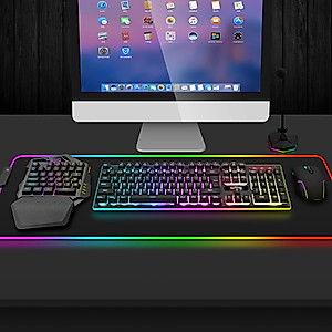 7KEYS Wireless One Handed Gaming Keyboard, 2.4GHz Half Keyboard 35 Keys RGB Backlight, Comfortable Wrist Rest Teclado, Power Saving Keypad for PC Laptop