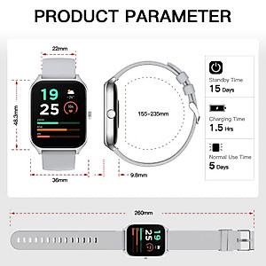 Ypaddbu Smart Watch for Women Men, 1.96" Full Touch Screen Smartwatch for Android & iOS Phones, Fitness Smart Watch with Heart Rate Blood Oxygen Monitor, 100+ Sport Modes，Ai Voice