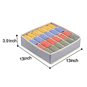 3 Pack Socks Underwear Drawer Organizer Divider, 24 Cells Foldable Fabric Closet Organizer Storage Box for Socks, Underwear, Ties, Belts