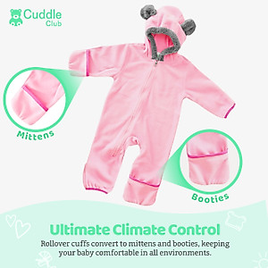 Fleece Baby Bunting Bodysuit – Infant One Piece Kids Hooded Romper Outerwear Toddler Jacket