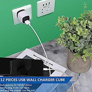 12 Pieces One Port USB Wall Charger USB Charger Adapter Quick Charger Cube 5V 1A USB Charger Wall Plug Charging Block Replacement for Most Smartphones and Tablets, Multiple Colors