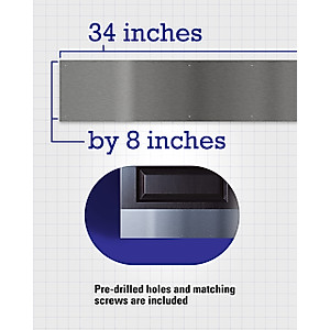 Hardware Essentials 852744 Aluminum Non-Magnetic, Screw-In, Door Kick Plate 8" x 34" Pewter Finish