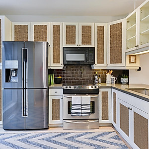 WADILE Grasscloth Peel and Stick Wallpaper 15.7in x 78.7in, Textured Contact Paper for Cabinets, Faux Linen Wall Paper Pull and Stick, Fabric Vinyl Wallpaper Self Adhesive Coffee