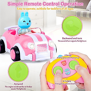 Wrystte Remote Control Car for Girls,Toys for 2 3 4 5 6 7 Year Old Girls,Toy Cars for Girls Age 3+,Fast My First Mini RC Car for Kids with Light & Music Christmas Birthday Gifts for Toddler Girls Pink
