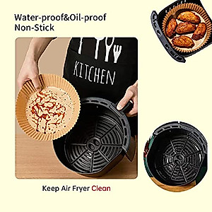 100 Pcs Air Fryer Disposable Paper Liner, Basting Brush and Silicone Spatula, Instant Pot Oven Insert Parchment Sheets, Non-stick Parchment Paper for Baking Cooking,6.3inch