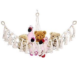 weiyuanhaoda Hanging Stuffed Animal Hammock，Stuffed Animal Net Or Hammock，Handmade Stuff Animal Organizer Storage With Boho Macrame Style，Corner Toy Net For Stuffed Animals.