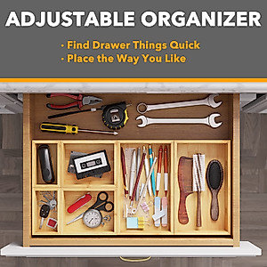 SpaceAid 6 Pcs Bamboo Drawer Organizer Storage Box Set, Multi-Use Drawer Organizer Bin for Kitchen, Bathroom, Office Desk and Makeup (6 Boxes)