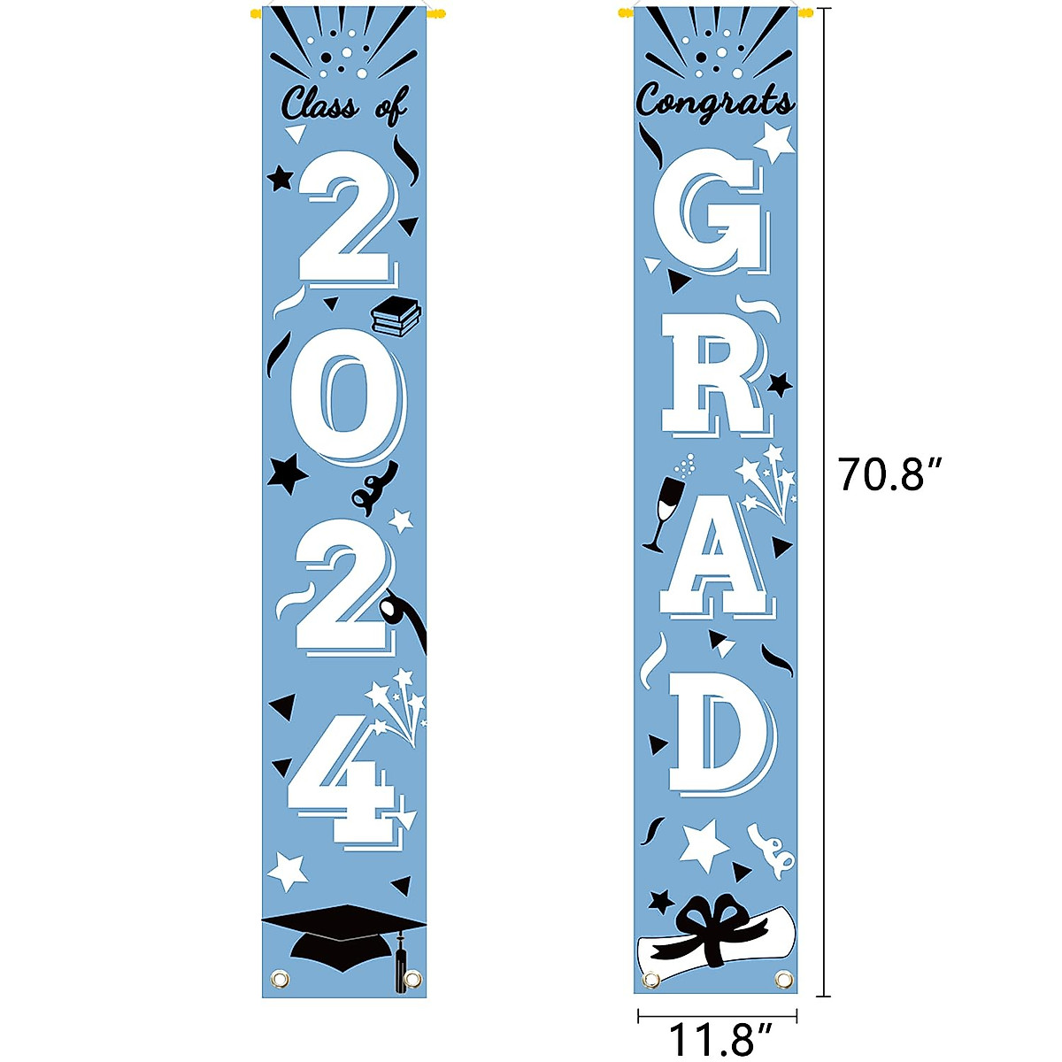 Graduation Porch Banner Class Sign Light Blue Congrats Grad Hanging Flags High School College University Party Decoration For Front Door Outdoor Light Blue