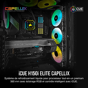 Corsair iCUE H150i Elite Capellix Liquid CPU Cooler, RGB Pump + Fans, 360mm for Radiator
