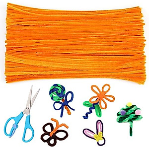 LUNARM 300 PCS Pipe Cleaners, Pipe Cleaners Crafts with Scissors Chenille Stems for Art and Craft Projects, Pipe Cleaners Chenille Stems Creative DIY Decorations (Yellow)
