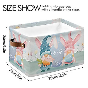 senya Easter Basket, Easter Gnome Bunny Foldable Fabric Collapsible Storage Bins Organizer Bag for Storage Clothes