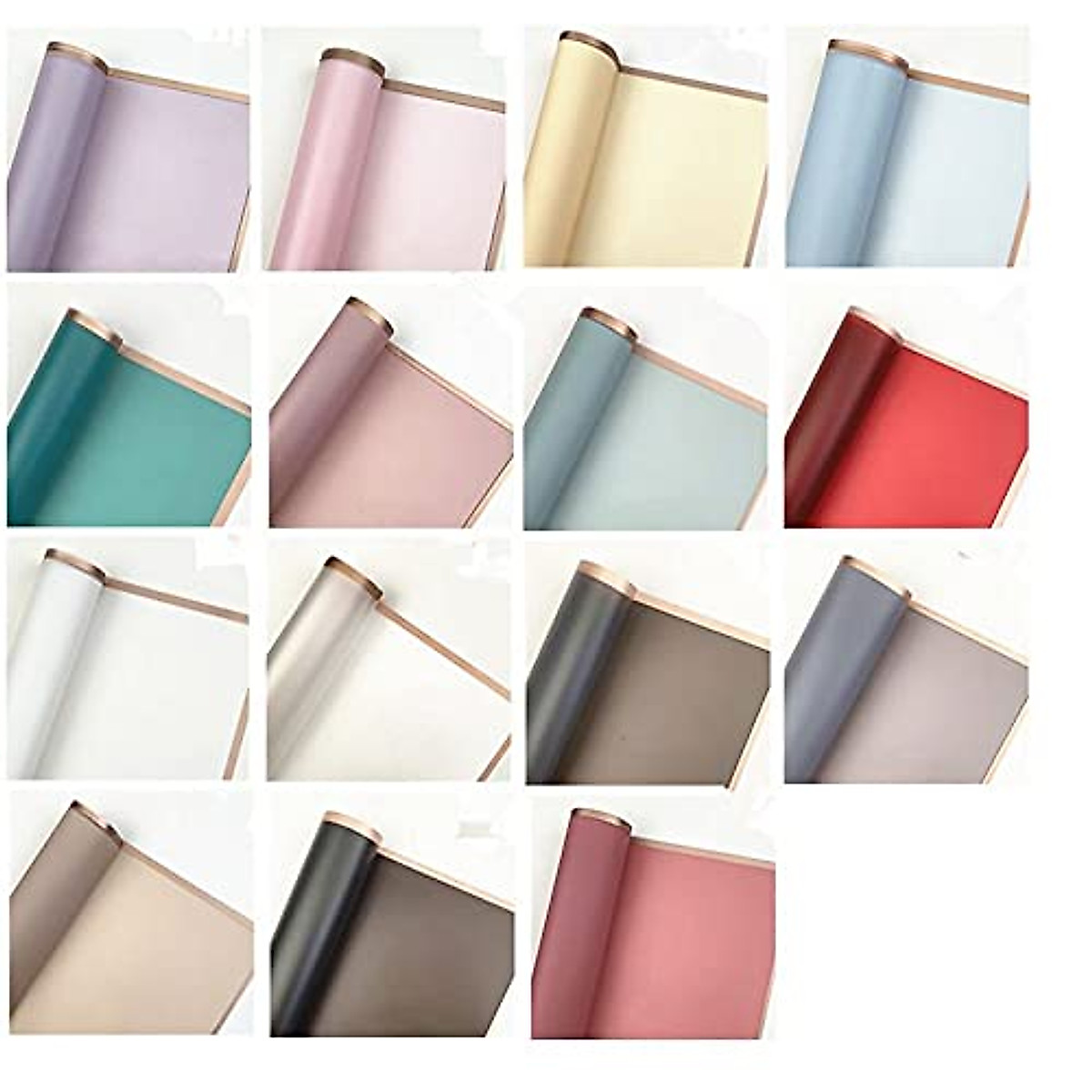 JOSON 30 Sheets /15 Colors Waterproof Gold Edge Flower Wrapping Paper,Florist Bouquet Supplies,DIY Crafts,Gift Packaging or Gift Box Packaging, 23x23Inch