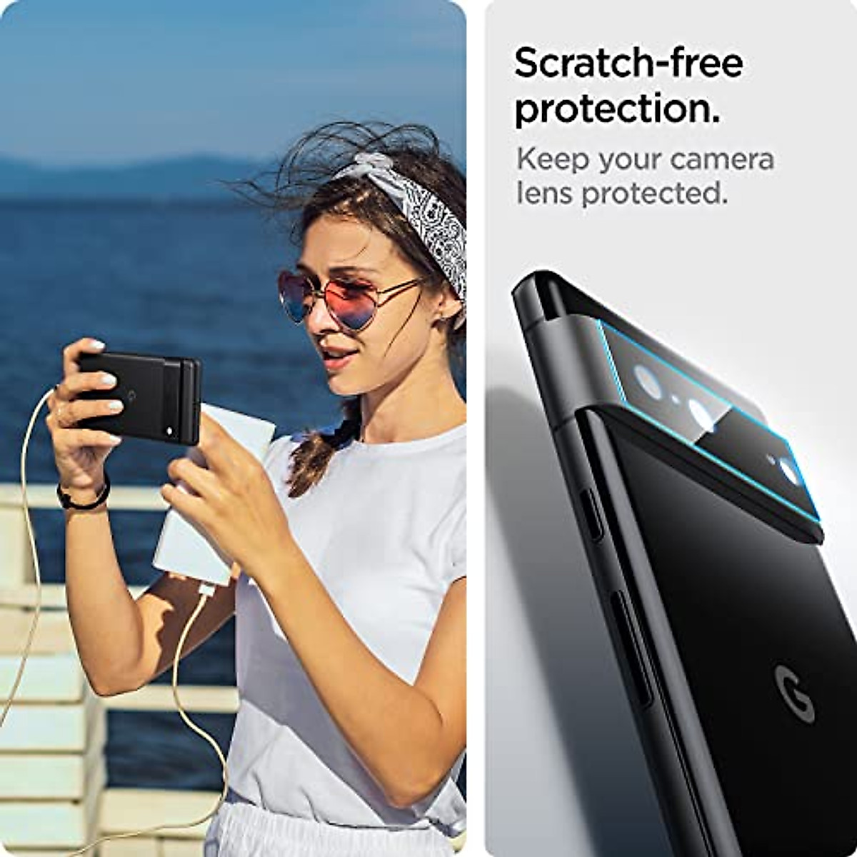 Spigen Camera Lens Screen Protector [GlasTR EZ Fit Optik] Designed for Pixel 7 [Case Friendly] - Black [2 Pack]