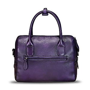 Genuine Leather Handbag for Women Satchel Top Handle Bags Handmade Vintage Crossbody Handbag Purse (Purple)