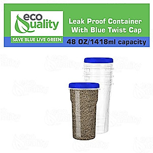 (4 Pack) 48oz Twist Top Storage Deli Containers - BPA Free Snack Containers Airtight Reusable Plastic Food Storage Canisters with Twist Seal Lids, Leak Proof, Meal Prep, Lunch, To go, Stackable