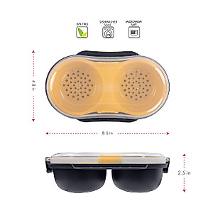 Dexas Duo Egg Cooker/Microwave Egg Poacher,Black/Yellow,GEC2-1235-432