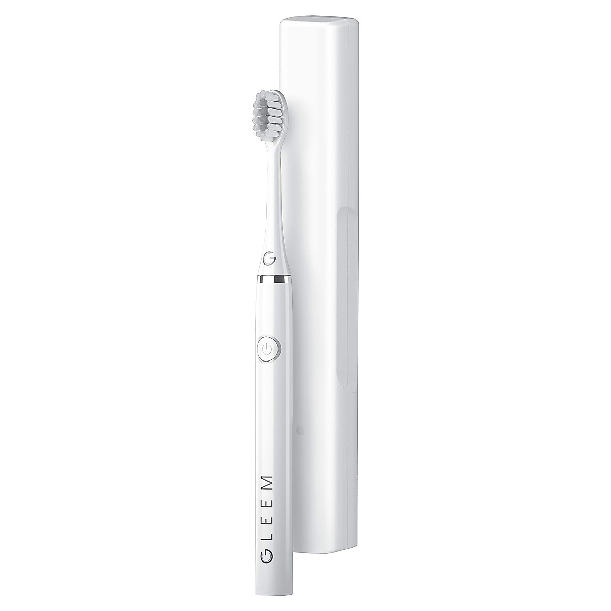 Gleem Battery Power Electric Toothbrush with Travel Case, Soft Bristles, White
