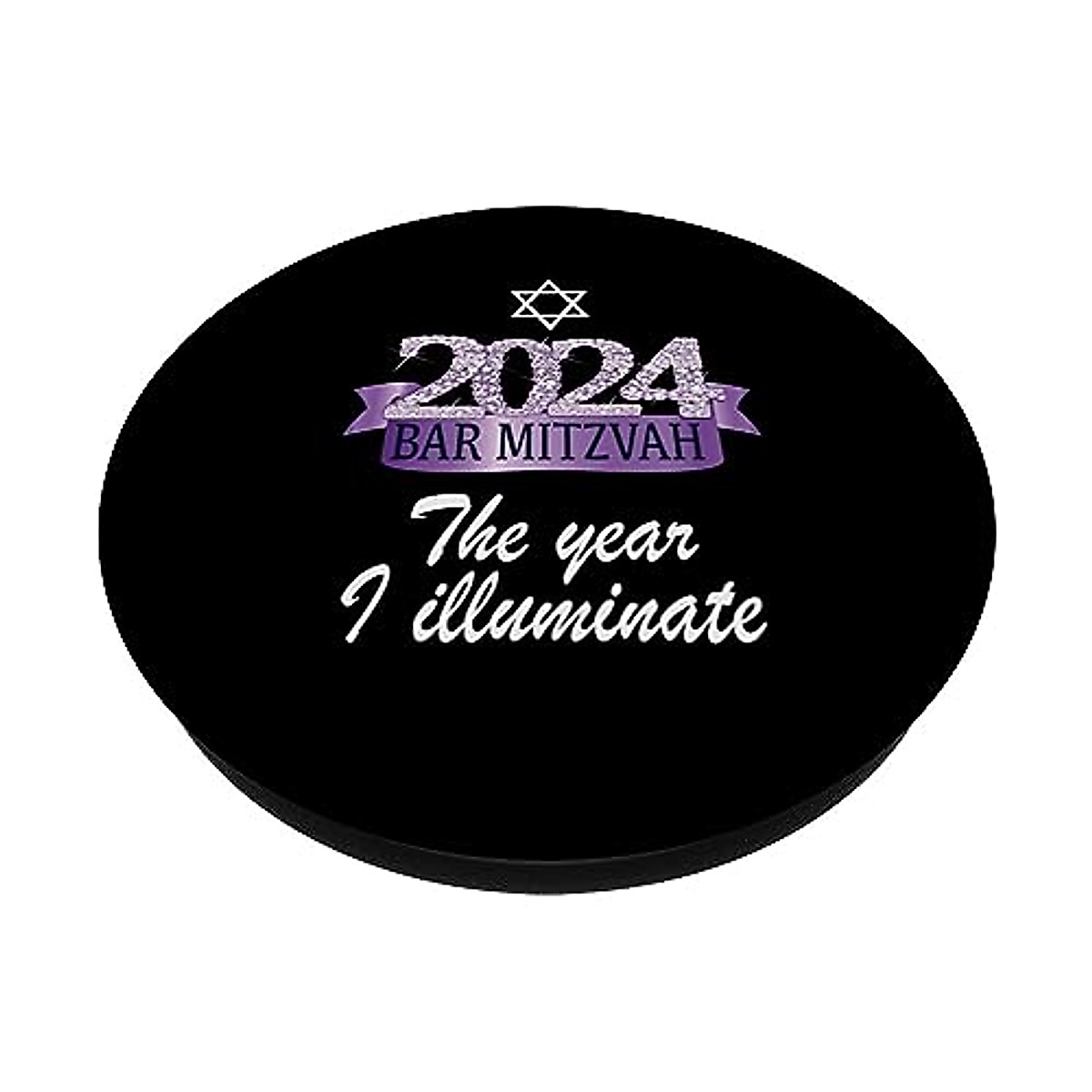 2024 Bar Mitzvah Quote Festive Black Purple Decor PopSockets Standard PopGrip
