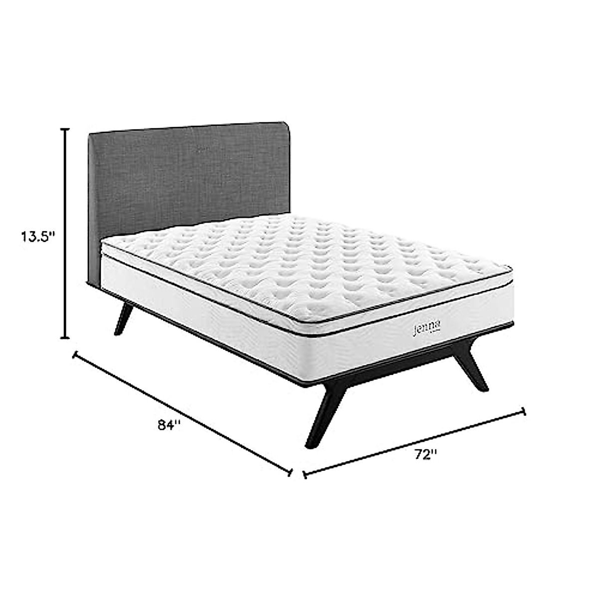 Modway Jenna 14” Innerspring and Memory Foam California King Mattress With Individually Encased Coils, White