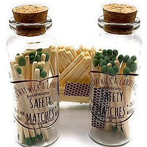 APOTHECARY SAFETY MATCH TWIN PACK W/REUSABLE (40ML) GLASS VIAL(2) WITH CORK LID, 25CT GO GREEN PER VIAL(50)+25CT REFILL=75CT TOTAL